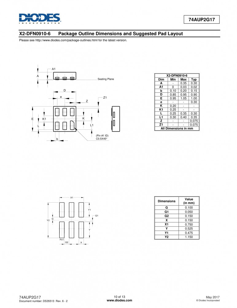 74AUP2G17FW3-7 datasheet page 10