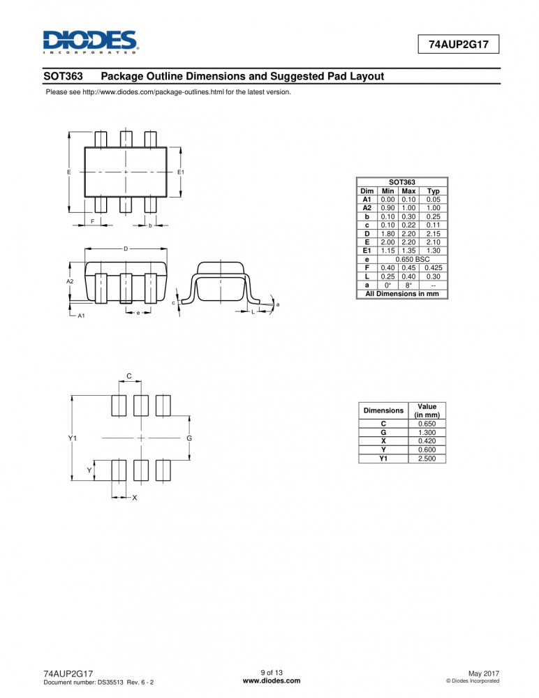74AUP2G17FW3-7 datasheet page 9