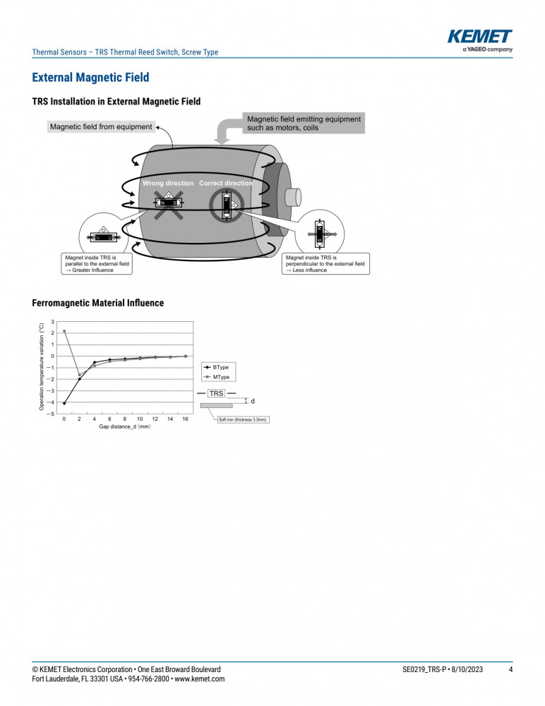 KEMET TRS thermal reed switch datasheet page 4