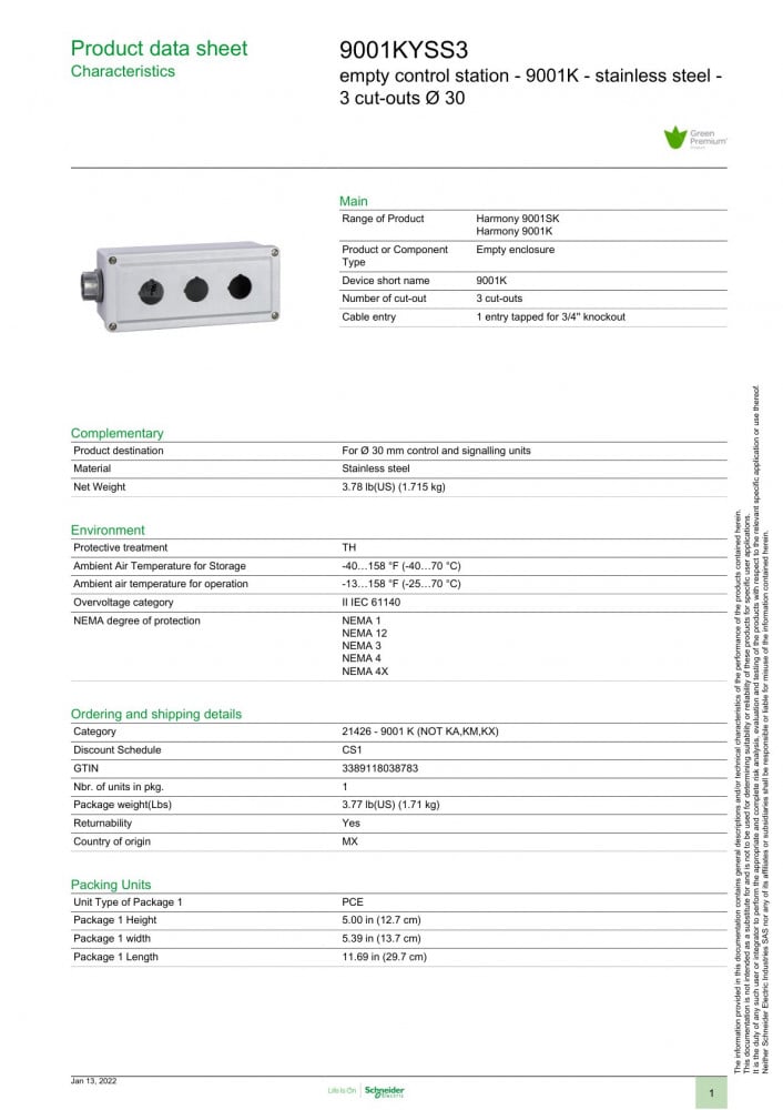 9001KYSS3 technical document page 1