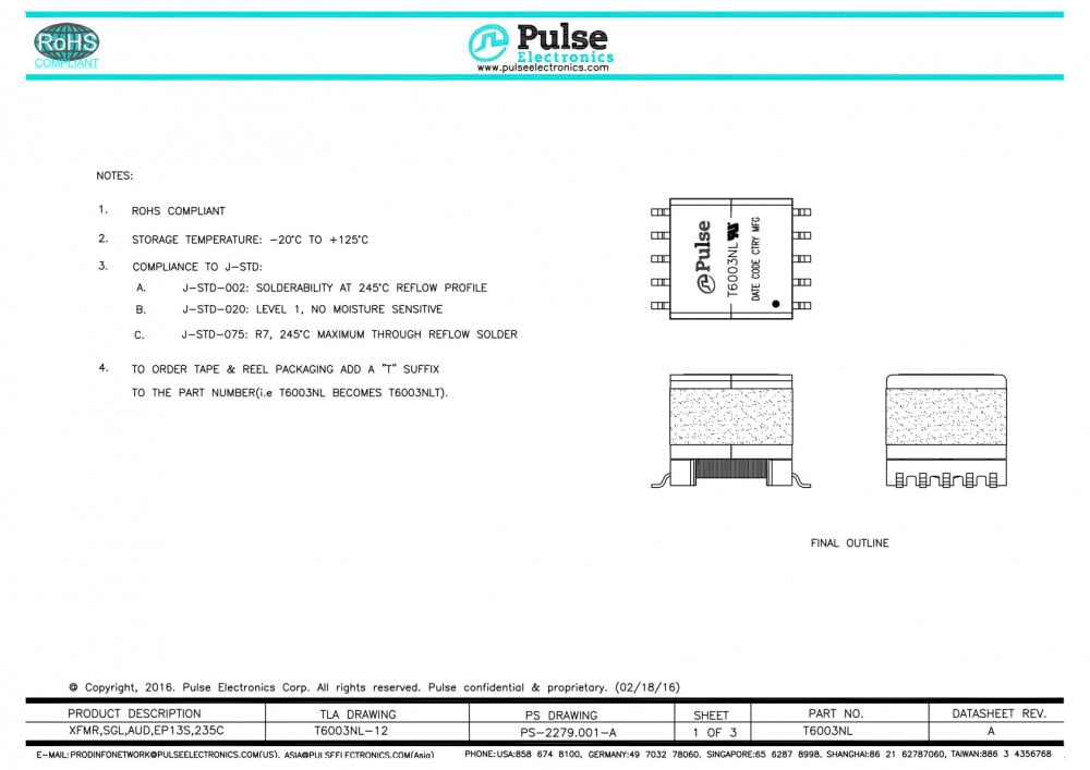 T6003NLT technical document page 1