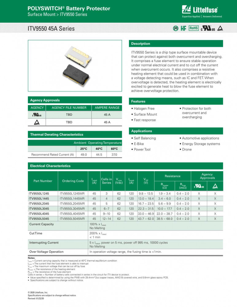 ITV9550 series technical document, page 1