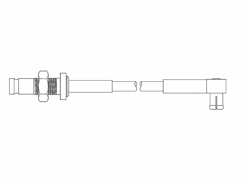DIN 1.0/2.3 Straight Jack to MCX Right-Angle Plug on RG-316 Cable, 88.90mm Length, 50 Ohms