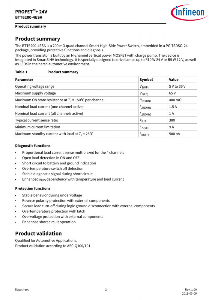 BTT6200-4ESA datasheet page 2