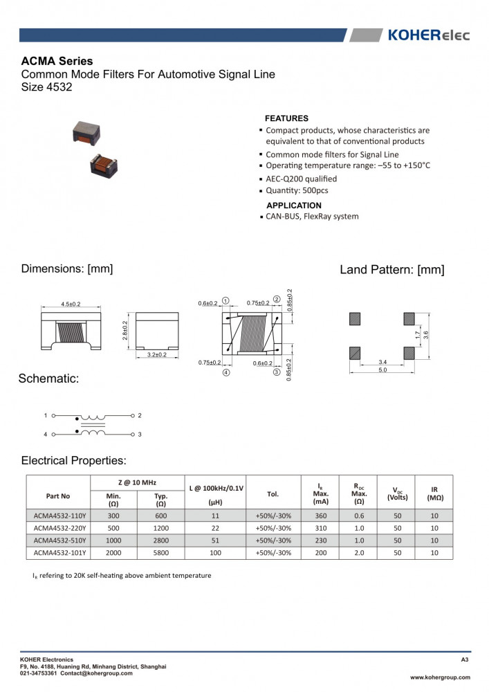 ACMA4532-220Y datasheet page 1