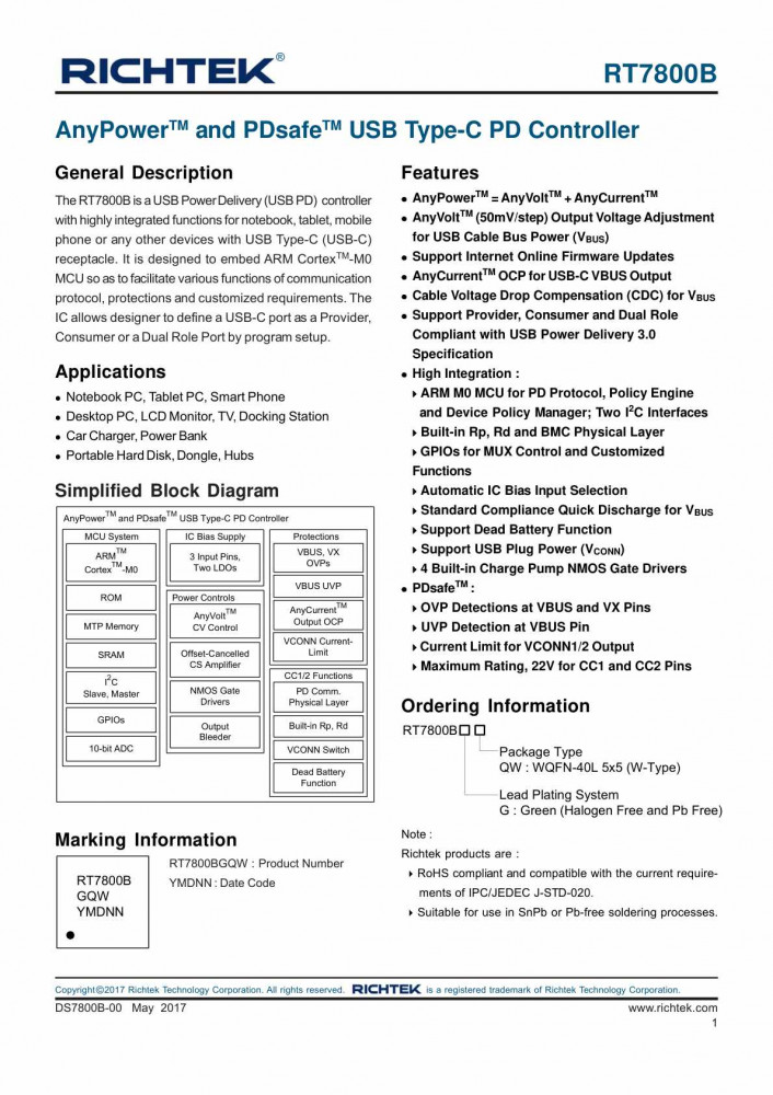 RT7800B technical document page 1