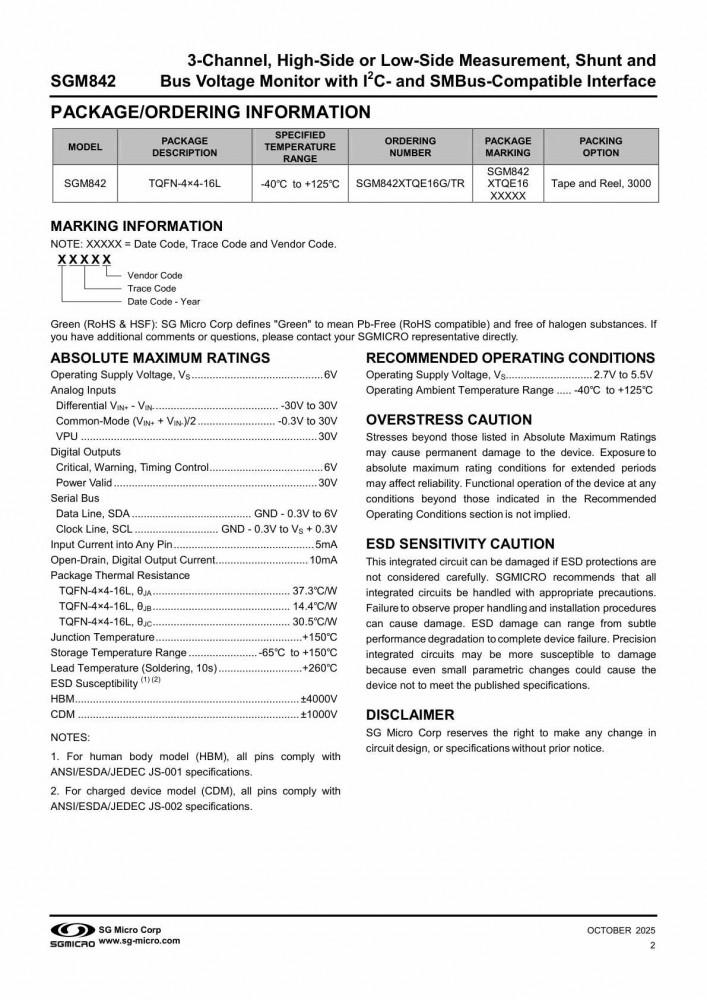 SGM842 datasheet page 2