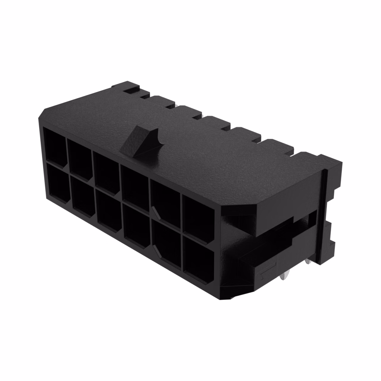 Micro-Fit 3.0 Right-Angle Header, 3.00mm Pitch, Dual Row, 12 Circuits, 0.38µm Gold Plating, Glow-Wire Capable, Black for sale