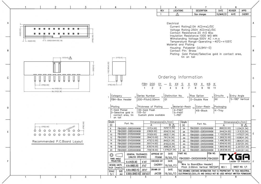 TXGA FBH20001-D50S1004K6K technical drawing preview