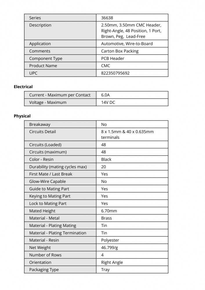 Technical document page 2 for MOLEX 366380003