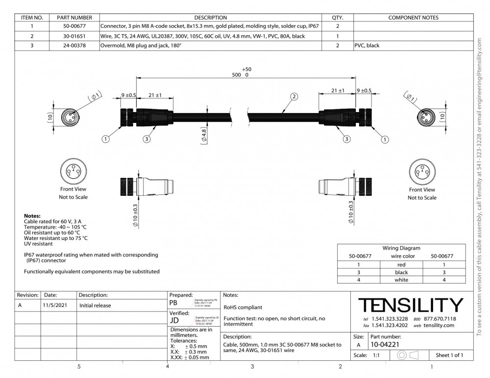 Technical drawing for Tensility International part 10-04221