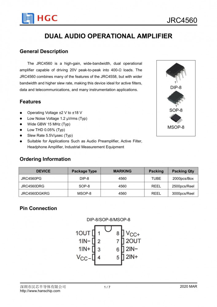 JRC4560DRG datasheet page 1