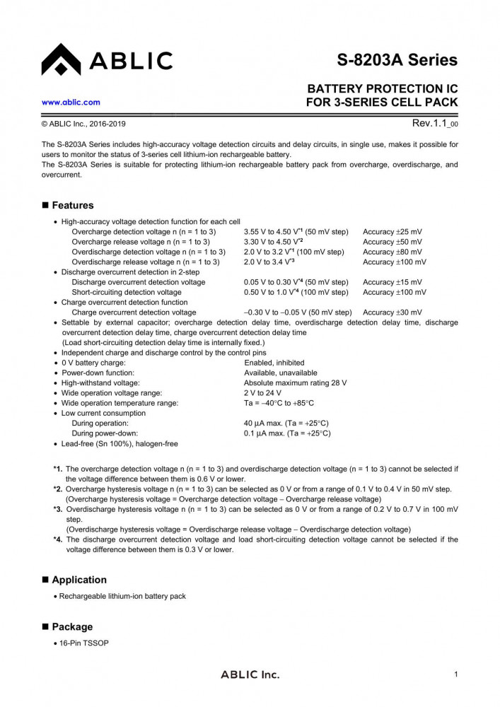 S-8203A datasheet page 1