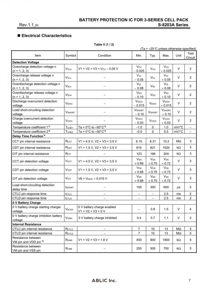 S-8203A datasheet page 7