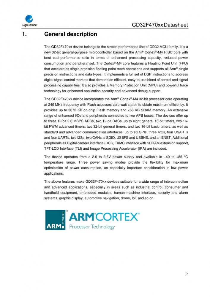 GD32F470xx datasheet page 8