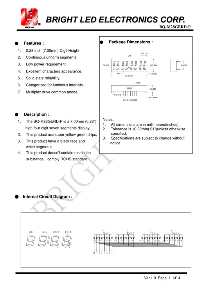 BQ-M28GERD-P technical document, page 1