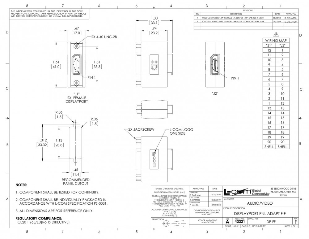 L-com DP-FF technical drawing document preview