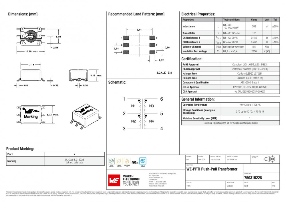 750315228 datasheet page 1