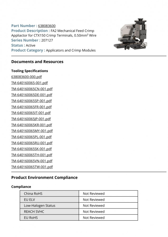 Molex 638083600 tooling document preview, page 1