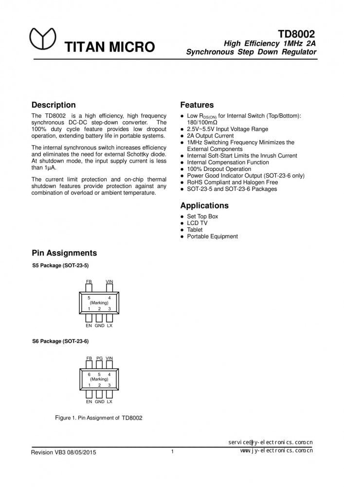 TD8002 datasheet page 1