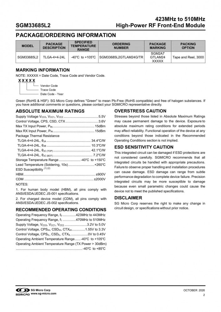 SGM33685L2 datasheet page 2