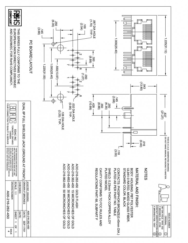EDAC A00-216-262-450 technical drawing preview