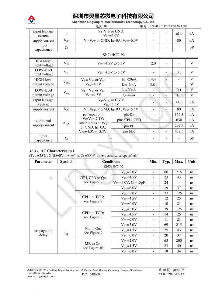 SN74HC192 datasheet page 10