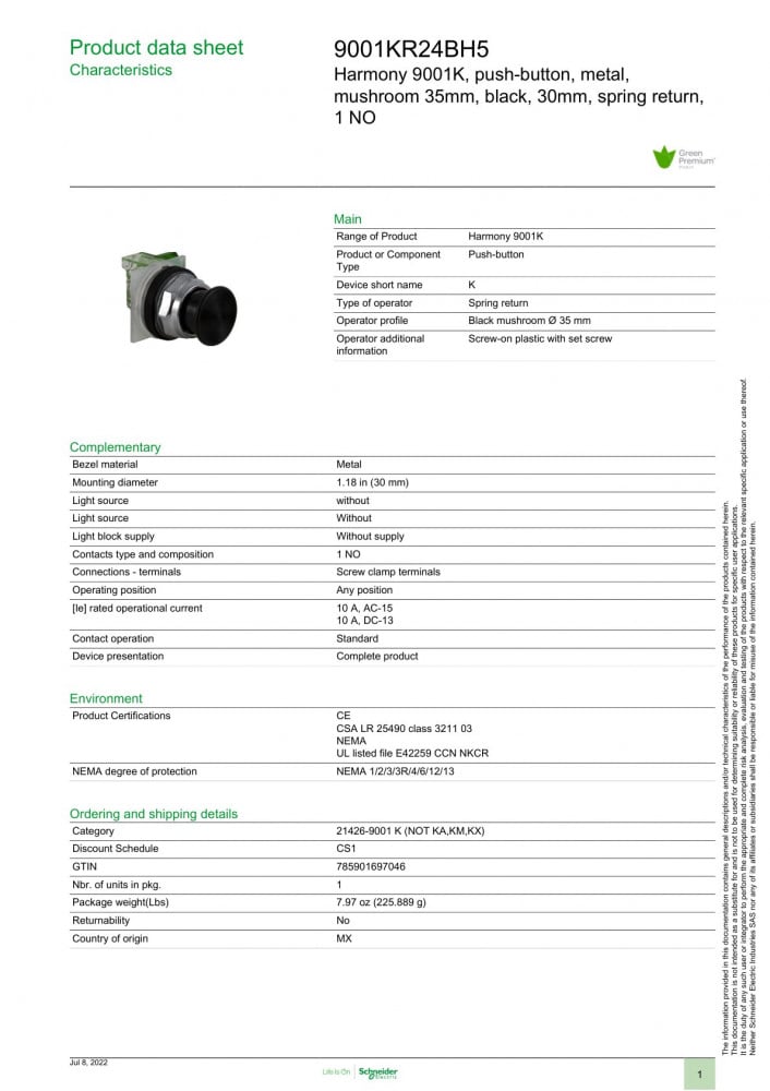 9001KR24BH5 technical document page 1