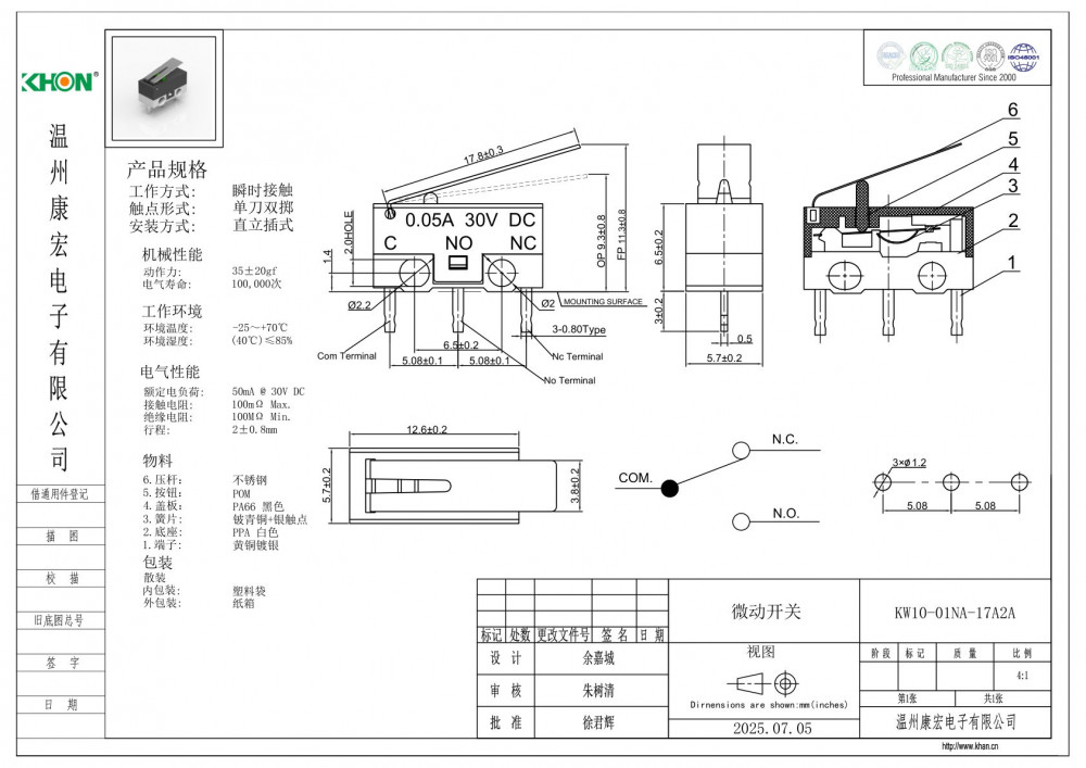 KW10-01NA-17A2A approval document