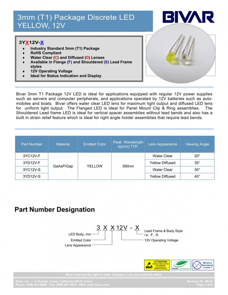 BIVAR 3YD12V datasheet page 1