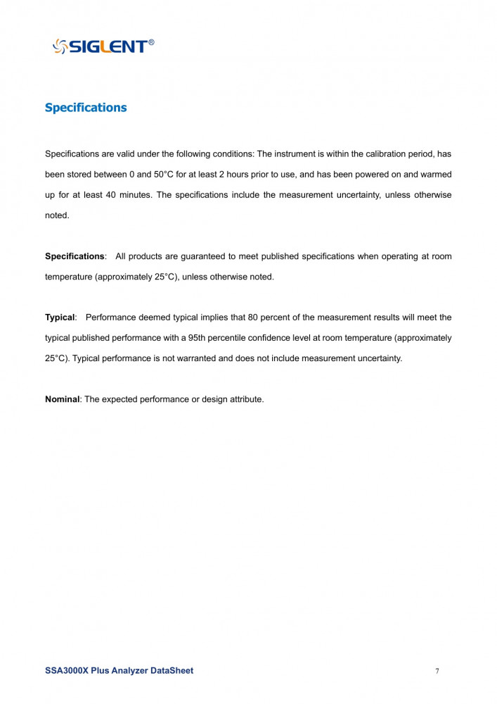 SIGLENT SSA3000X Plus datasheet page 9