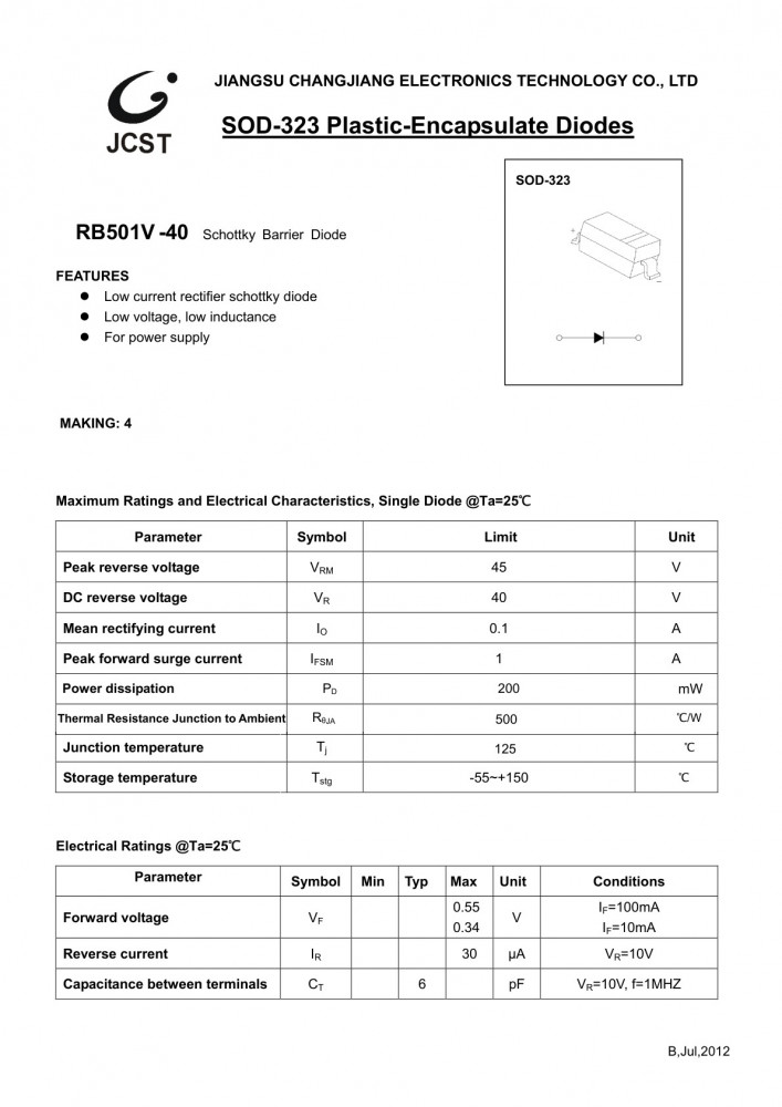 RB501V-40 datasheet preview