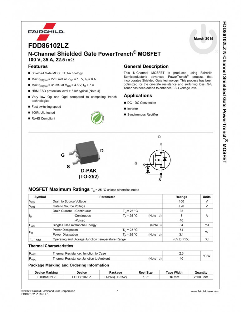 FDD86102LZ datasheet page 2