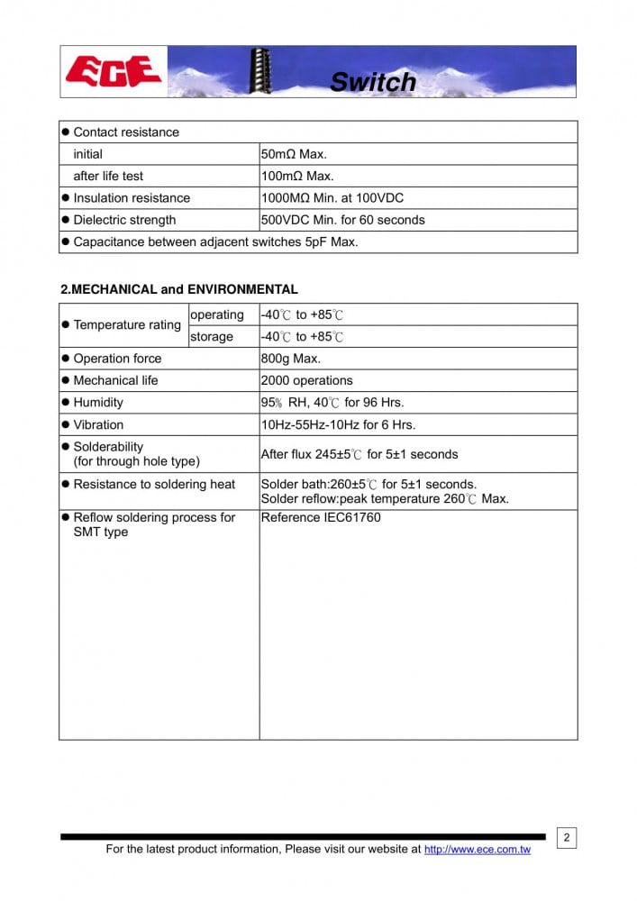 ECE ETS series datasheet page 2