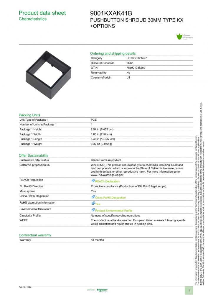 9001KXAK41B technical document preview