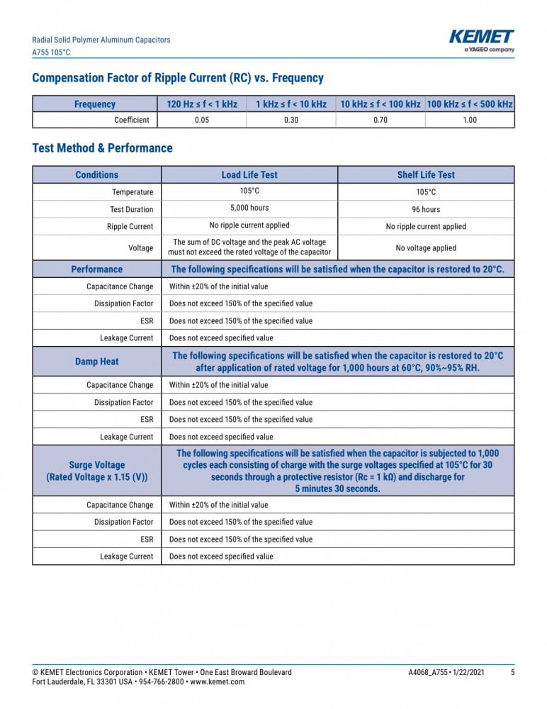 KEMET A755 datasheet page 5