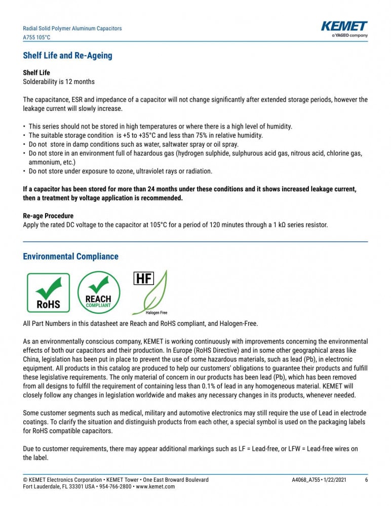 KEMET A755 datasheet page 6