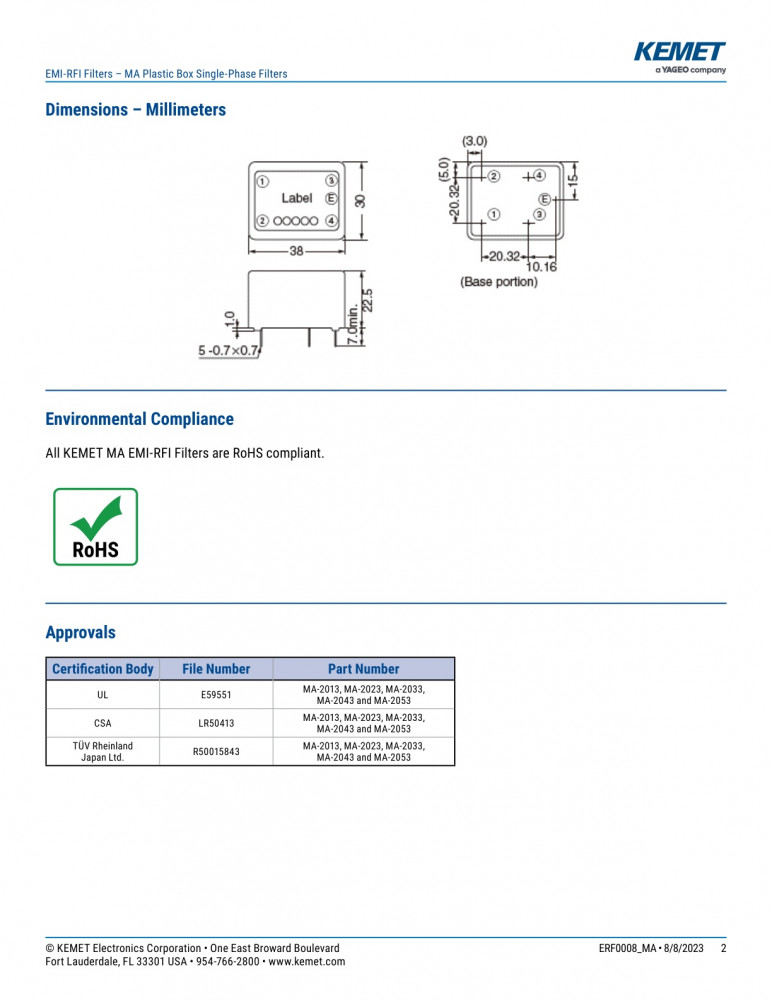 KEMET MA-2043 datasheet page 2