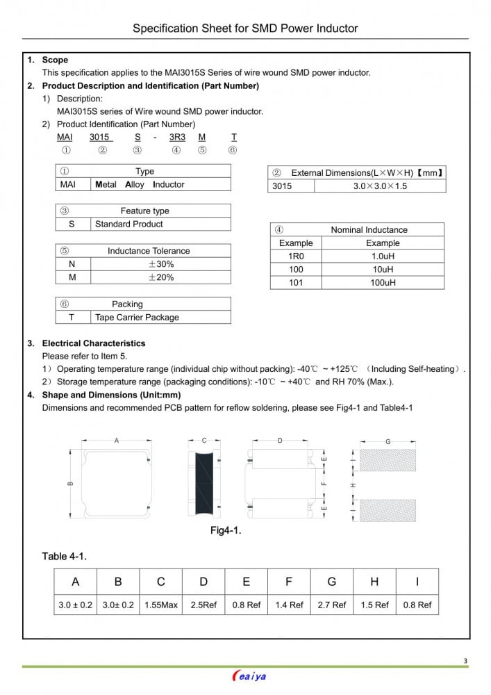 MAI3015S specification page 3