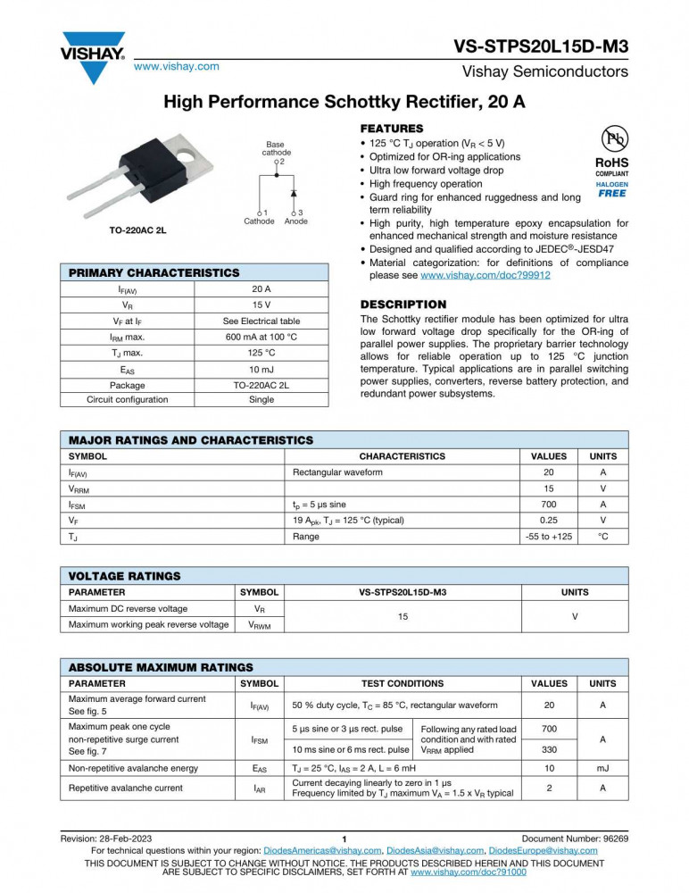 VS-STPS20L15D-M3 datasheet page 1