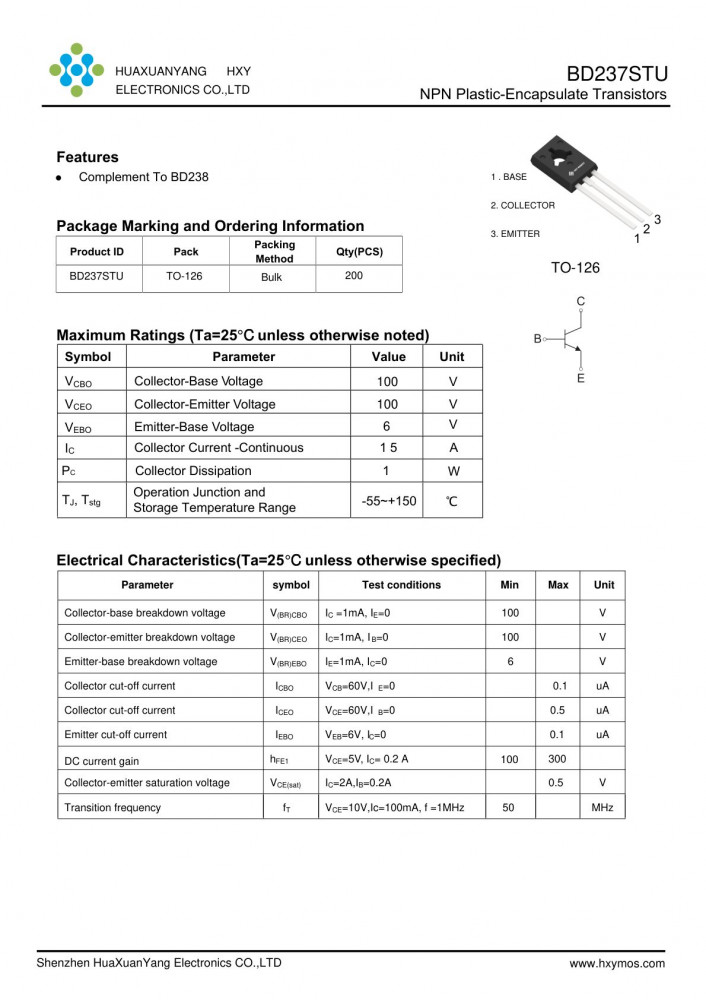 BD237STU-HXY datasheet page 1