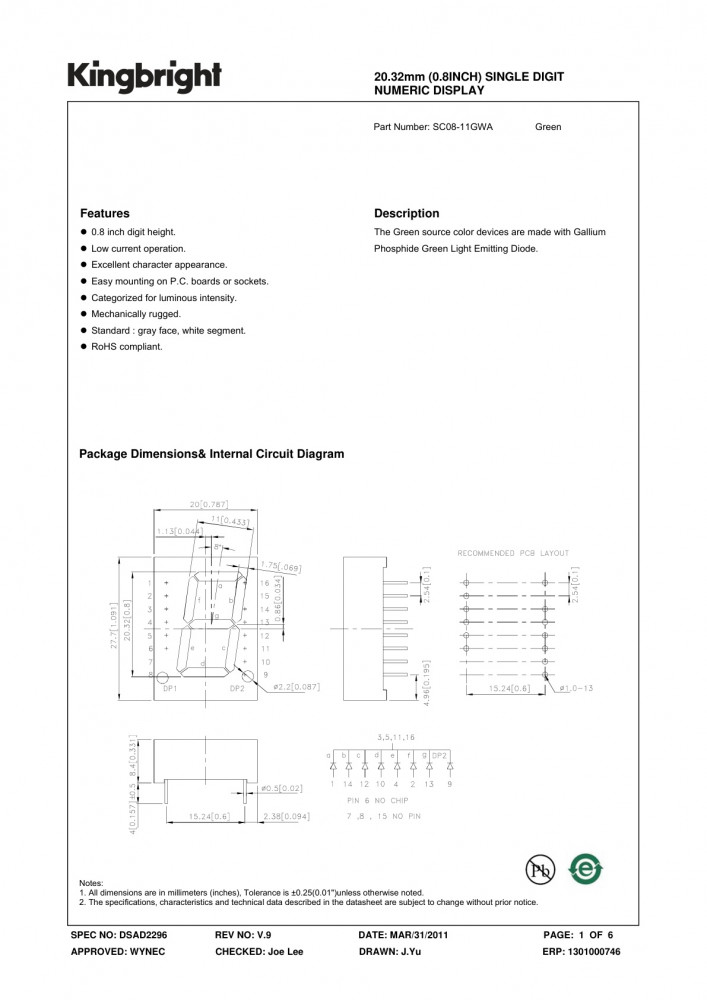 SC08-11GWA datasheet page 1
