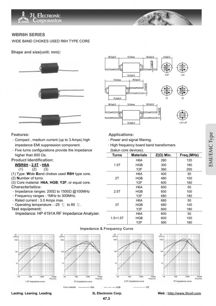 WBR6H series technical document page