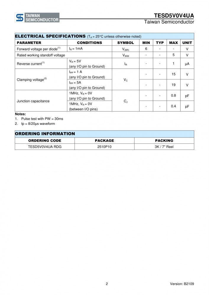 TESD5V0V4UA datasheet page 2