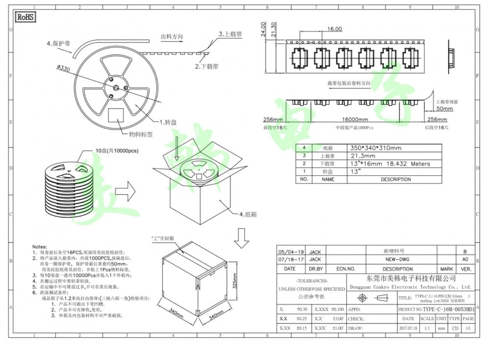 TYPE-C-16M-0053MD1 packaging specification