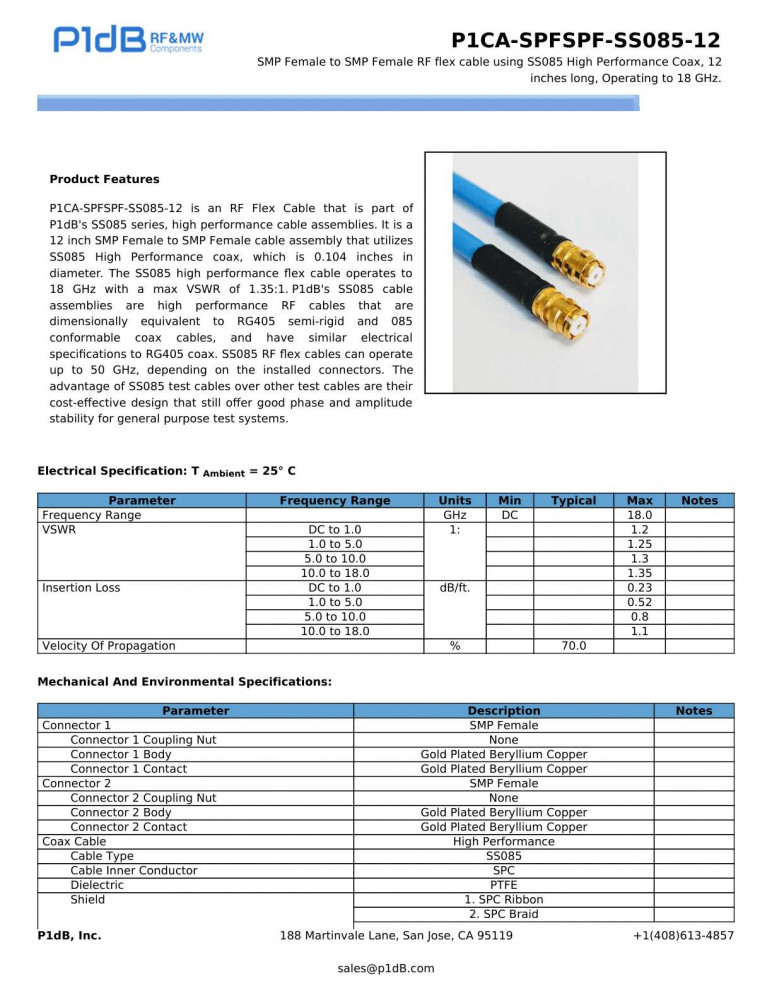 P1CA-SPFSPF-SS085-12 technical document page 1