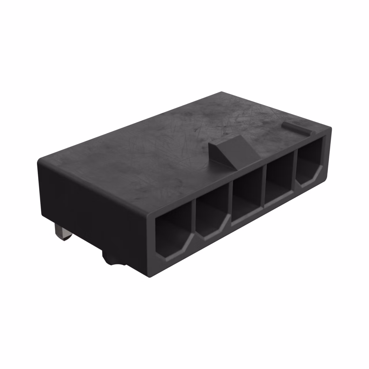 Mini-Fit Jr. Header, Single Row, Right-Angle, with Snap-in Plastic Peg PCB Lock, 5 Circuits, UL 94V-0, Glow Wire, Tin (Sn) Plating, Black, Tray for sale