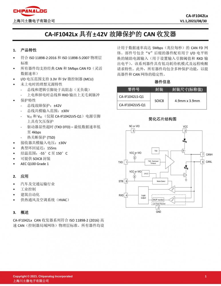 CA-IF1042LVS-Q1 datasheet page 1