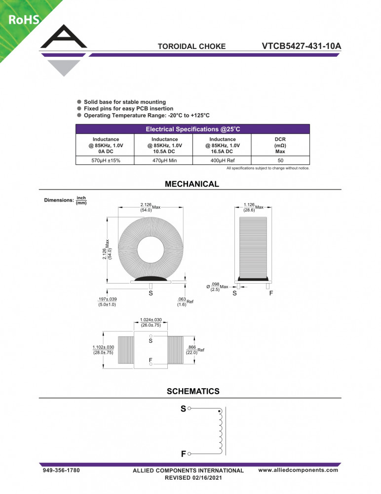 VTCB5427-431-10A product datasheet page