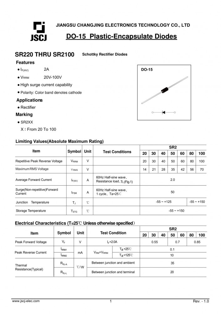 JSCJ SR2100 datasheet page 1